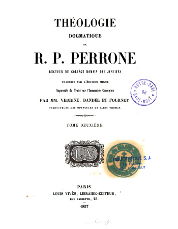 Révérend Père Giovanni Perrone - Théologie dogmatique (Tome 2)