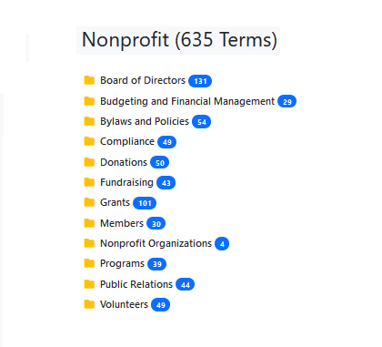 Nonprofit Taxonomy