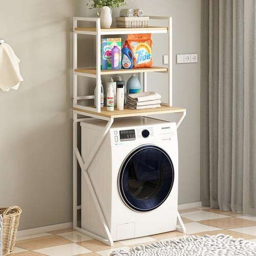 D'sign Lab's Washing Machine Organizer Stand - 3 Tier - White & Beige ...