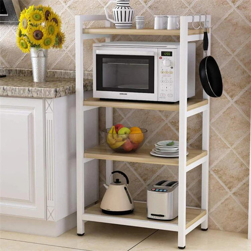 Microwave Oven Stand 4 Tier, White & Beige | Dsignlab
