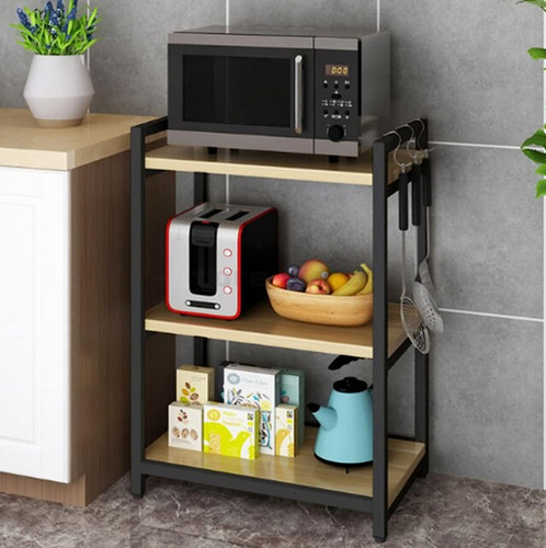 Microwave Oven Stand | 3Tier - Small, Black & Beige | Dsignlab