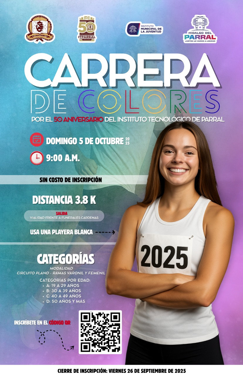 El 5 de octubre realizará el Tec de Parral la Carrera de Colores 2025