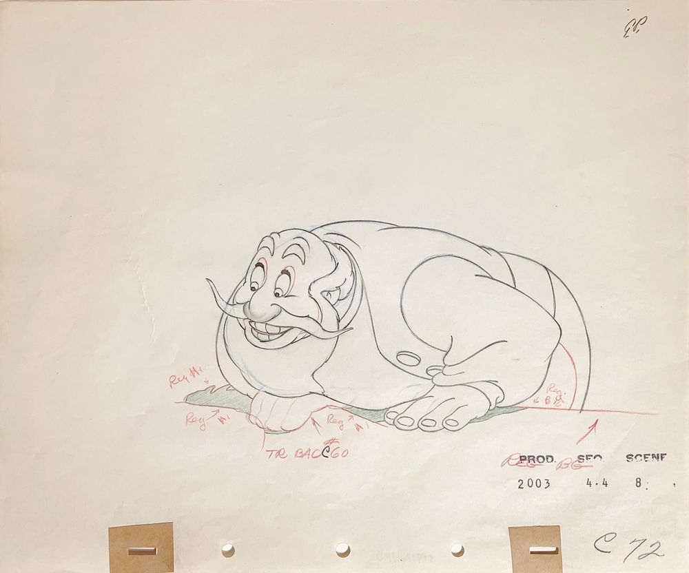 Original Production Animation Drawing of Stromboli from "Pinocchio," 1940