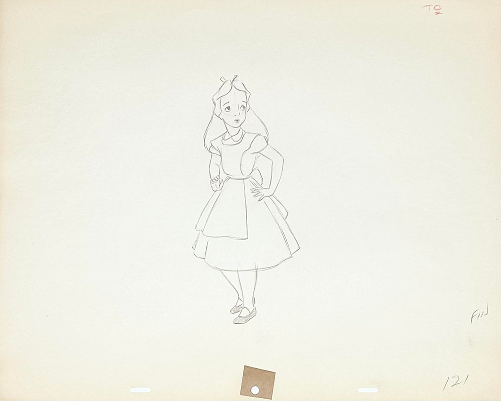Original Hand-Drawn Animation Art of Alice in Wonderland - 1951