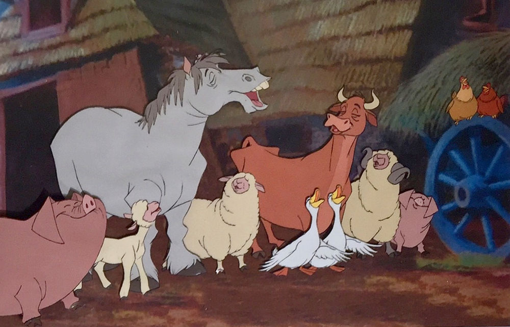 Original Walt Disney Production Animation Cel of Barnyard Animal Chorus ...