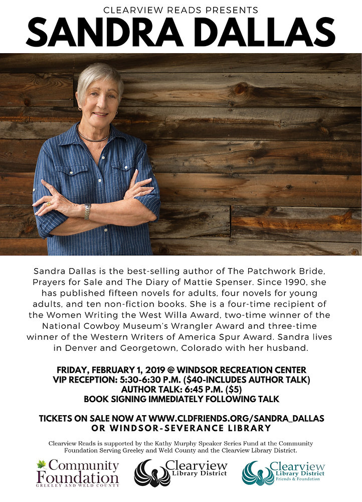 Sandra Dallas Author Talk at Windsor Recreation Center