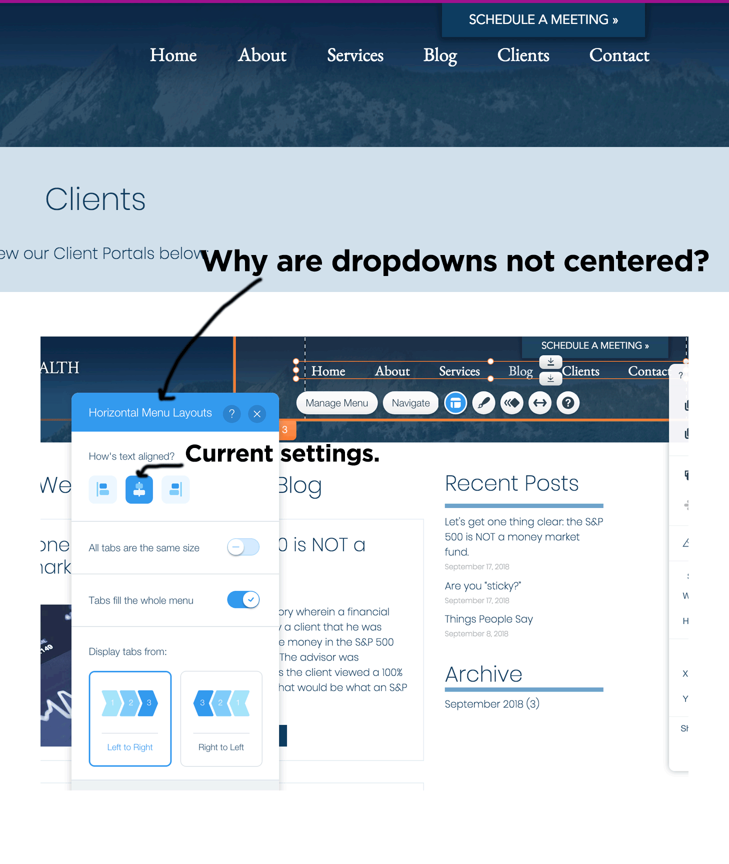 Centering Dropdown Menus In Wix