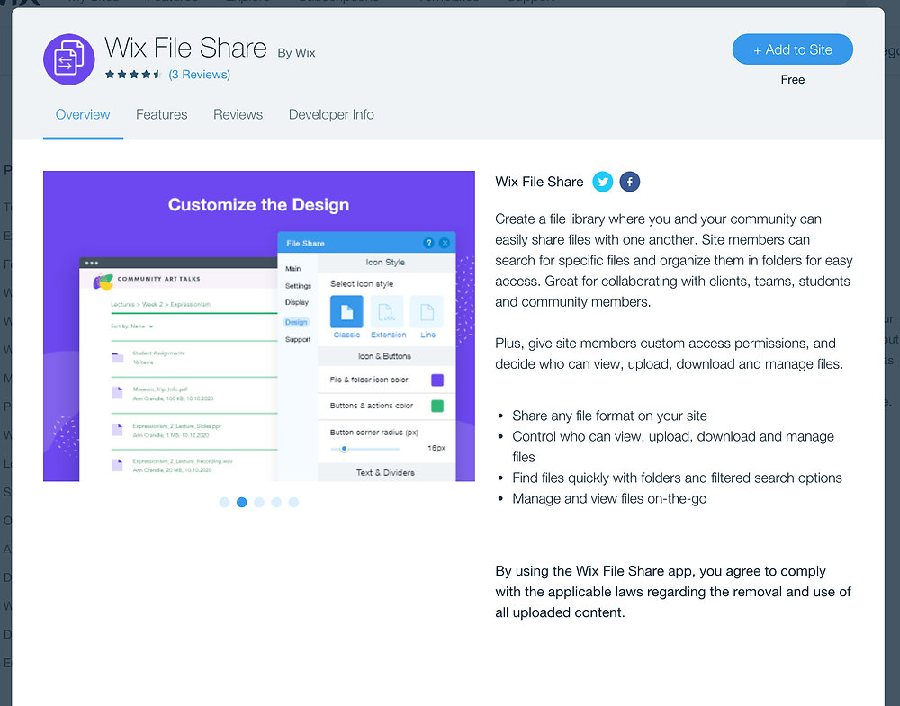 Wix Designer Tools: Wix File Share