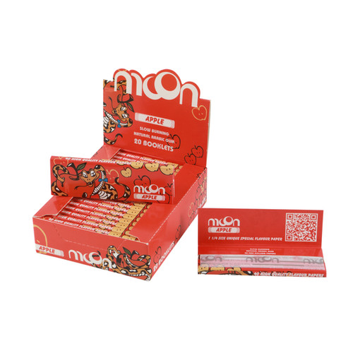 20 Packs Apple Flavor 1 1/4 Size Wood Rolling Paper | Moon Rolling Paper
