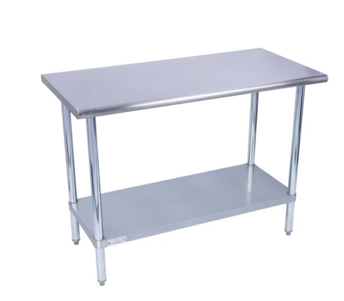 Round Edge Stainless Steel Work Table With Galvanized Under Shelf 36 ...