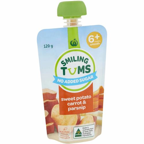 Woolworths Smiling Tums 6 Months+ Sweet Potato Carrot & Parsnip 120g ...