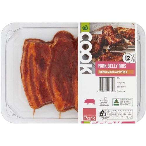 Woolworths Cook Pork Belly Ribs Brown Sugar & Paprika 320g - 420g ...
