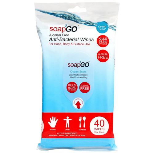 Soap2GO Antibacterial Wipes 40 Pack | Zula Getz