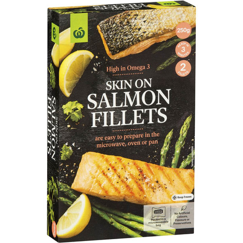 Woolworths Frozen Salmon Fillets Skin On 250g | Zula Getz