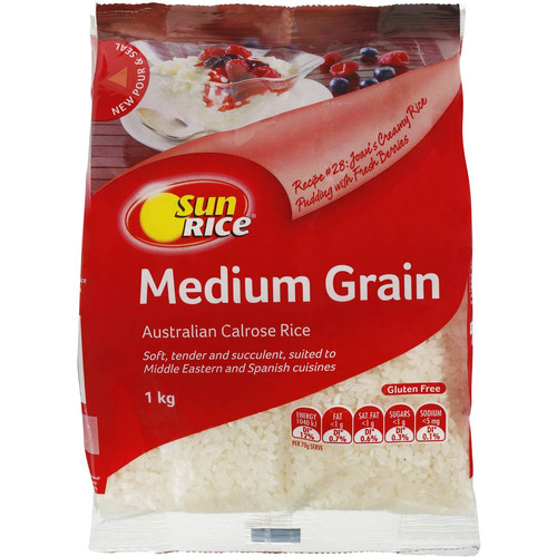 Sunrice White Rice Calrose Medium Grain 1kg | Zula Getz