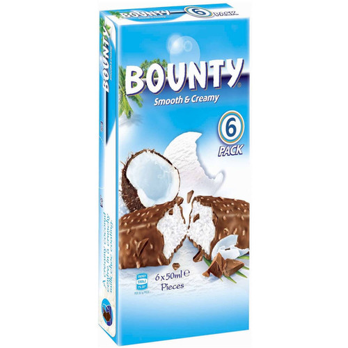 Bounty Chocolate Bar Iced Confectionery Multipack 6 pack | Zula Getz