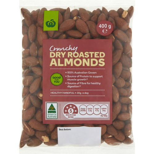 Woolworths Dry Roasted Almonds Nuts 400g | Zula Getz