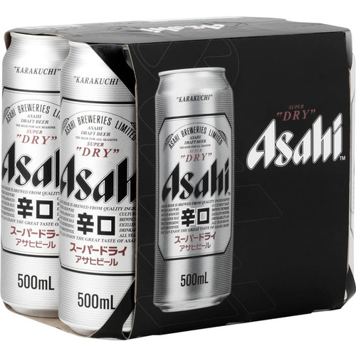 Asahi Super Dry Lager Cans 6x500ml pack | Zula Getz