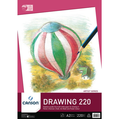 Canson Drawing 220 Pad 220gsm 25 Sheets A2 | Zula Getz