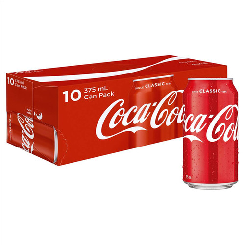 Coca-cola Classic Soft Drink Multipack Cans 375ml x10 pack | Zula Getz