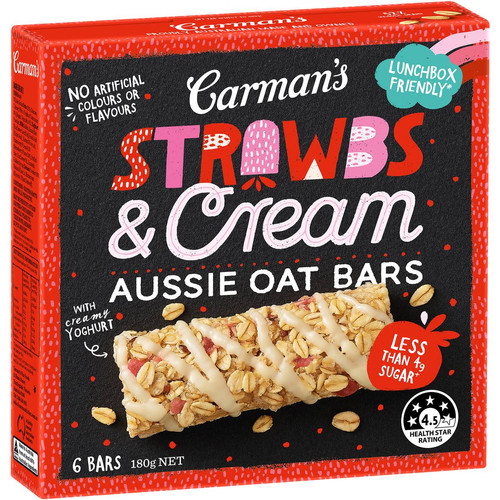 Carman's Strawberry & Cream Aussie Oat Bars 6 pack | Zula Getz