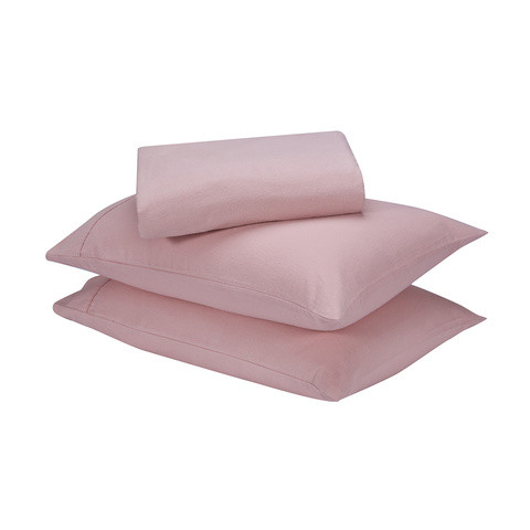 Plain Dyed Cotton Flannelette Sheet Set - Double Bed, Pink | Zula Getz