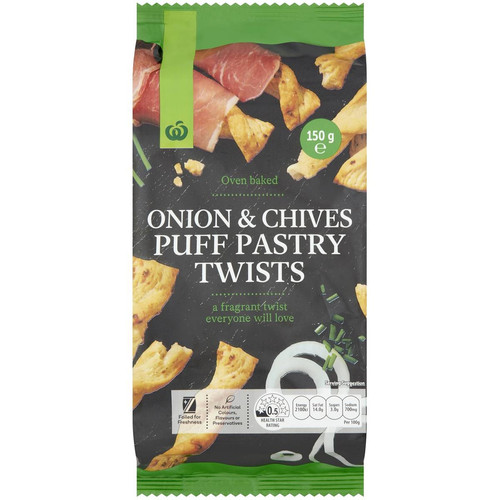 Woolworths Onion & Chives Puff Pastry Twists 150g | Zula Getz