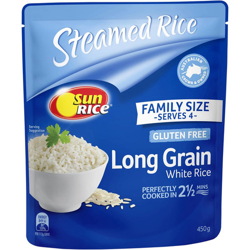 Sunrice Microwave Long Grain White Rice Family 450g | Zula Getz