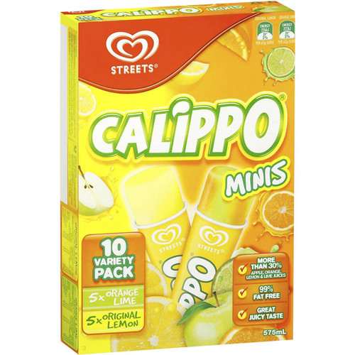 Calippo Mini Water Ice Lemon Orange & Lime 10 pack | Zula Getz