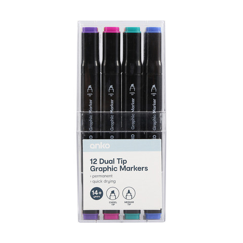 12 Dual-Tip Graphic Markers | Zula Getz