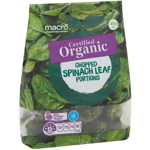 Macro Organic Chopped Spinach Leaf Portions 450g | Zula Getz