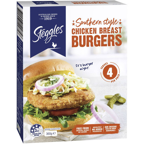 Steggles Southern Style Chicken Breast Burgers 360g | Zula Getz
