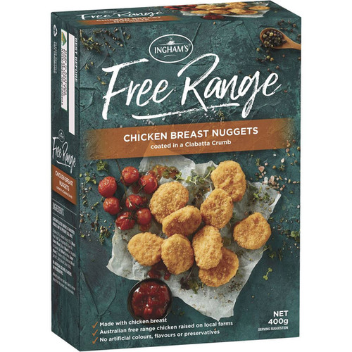 Ingham's Free Range Chicken Breast Ciabatta Nuggets 400g | Zula Getz