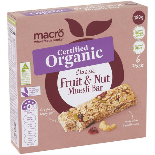 Macro Organic Classic Fruit & Nut Muesli Bars 6 pack | Zula Getz