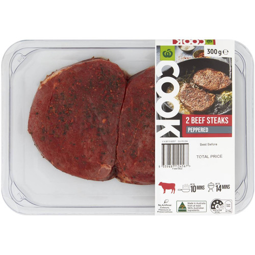 Woolworths Cook Beef Pepper Steaks 300g | Zula Getz