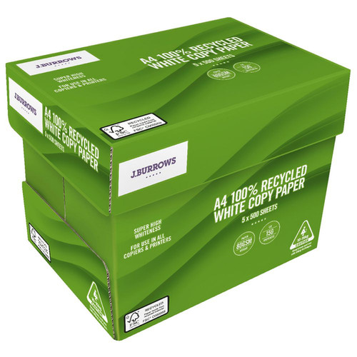 J.Burrows Premium 100% Recycled A4 Copy Paper Carton | Zula Getz