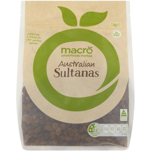 Macro Australian Sultanas 1kg | Zula Getz