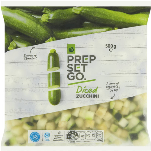 Woolworths Prep Set Go Diced Frozen Zucchini 500g | Zula Getz