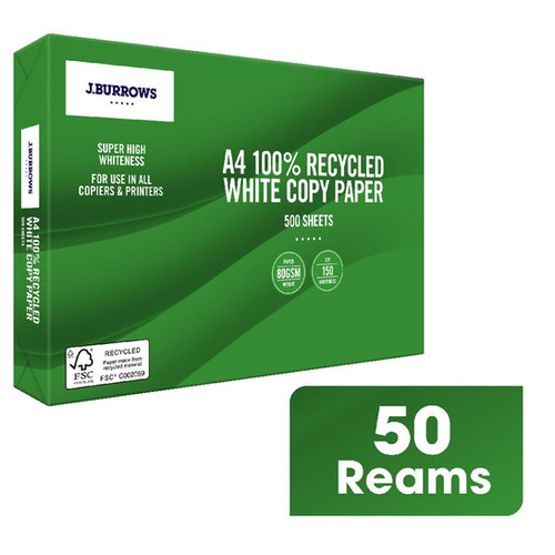 J.Burrows Premium 100% Recycled A4 Paper 50 Ream Half Pallet | Zula Getz
