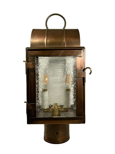 Small 1860 concord post lantern, solid copper post lamp, Made in the USA. | Copper outdoor light