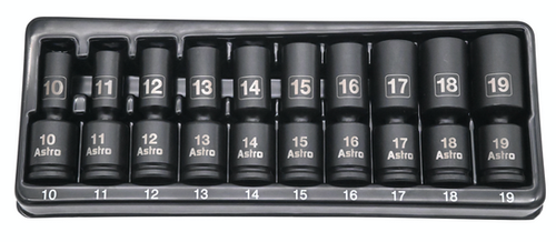 Astro 10 Piece 3/8" Drive Metric Mid-Length Pinless Impact Sockets | JDTCo.