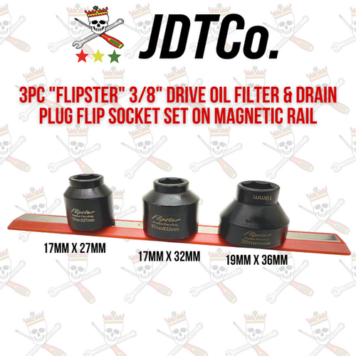 JDTCo. 3pc "Flipster" 3/8" Drive Oil Filter & Drain Plug Flip Socket ...