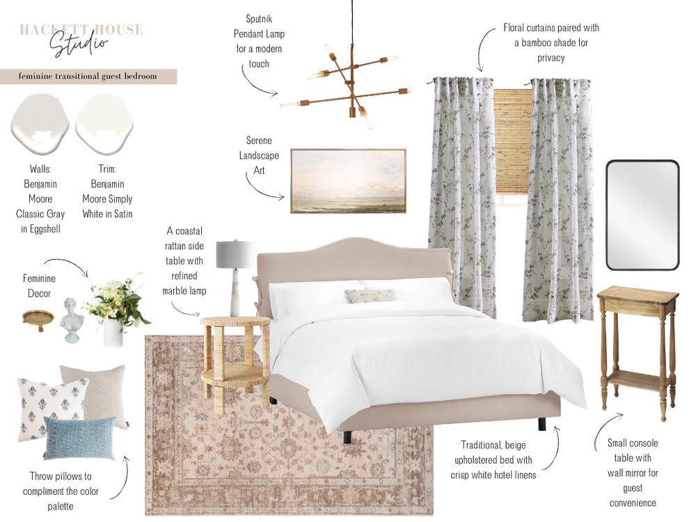 e{Design} Tuesday - A Feminine Transitional Bedroom