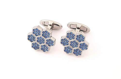 Sapphire Bee hive crystals cufflinks Palladium plated | ej sutton
