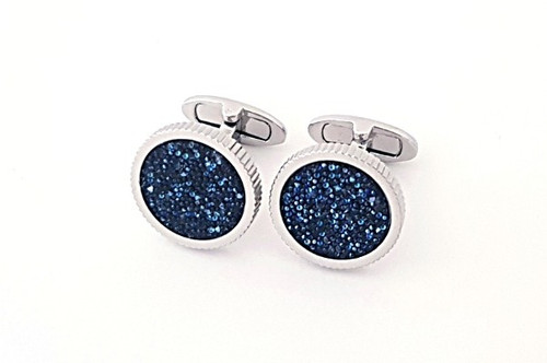 Barmuda blue crystal dust cufflinks Palladium plated | ej sutton
