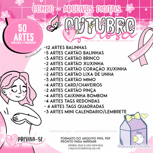 COMBO DIGITAL - Outubro Rosa - Arquivo Digital | A Sua Maneira Festas
