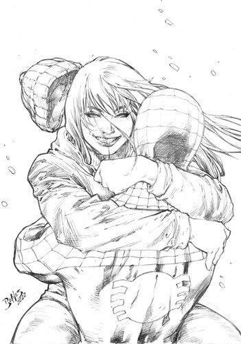 Spider-man and Mary Jane - 9"x12" Pencil | EdBenesOrigianlArt