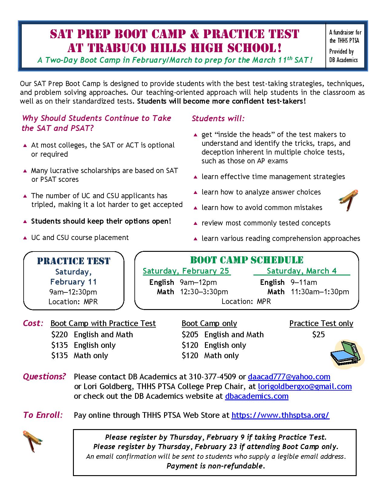 SAT/ACT Boot Camps | THHS PTSA