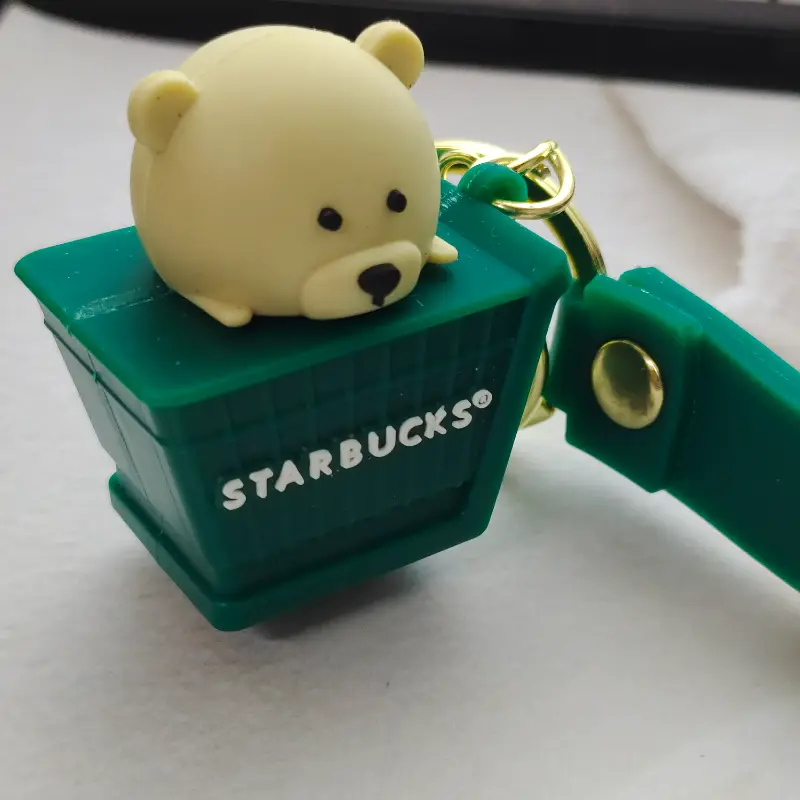 Starbucks Cart with Bear 3D Keychain | Cute Coffee-Themed Keychain ...