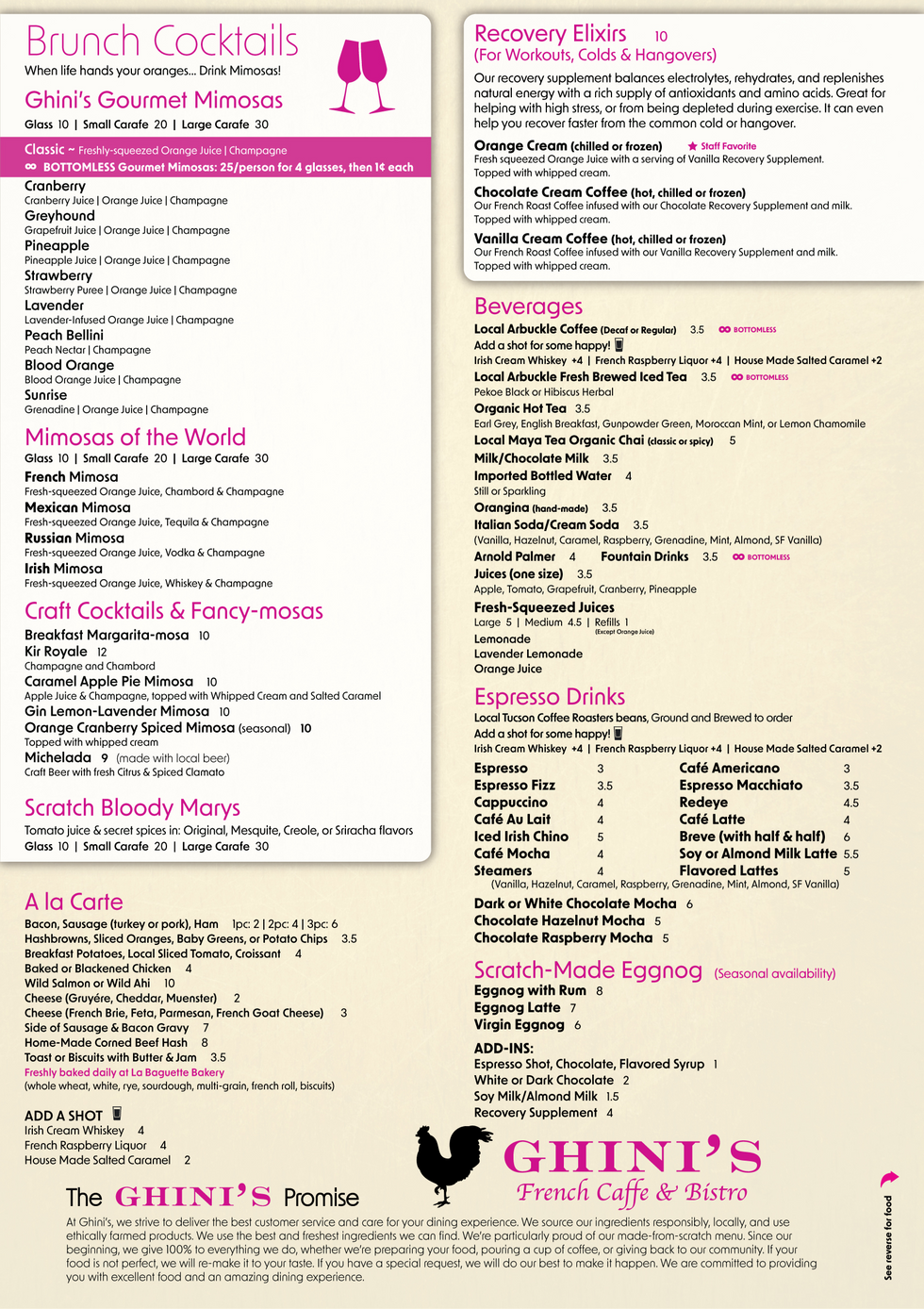 Lunch Menu | Ghiniscafe